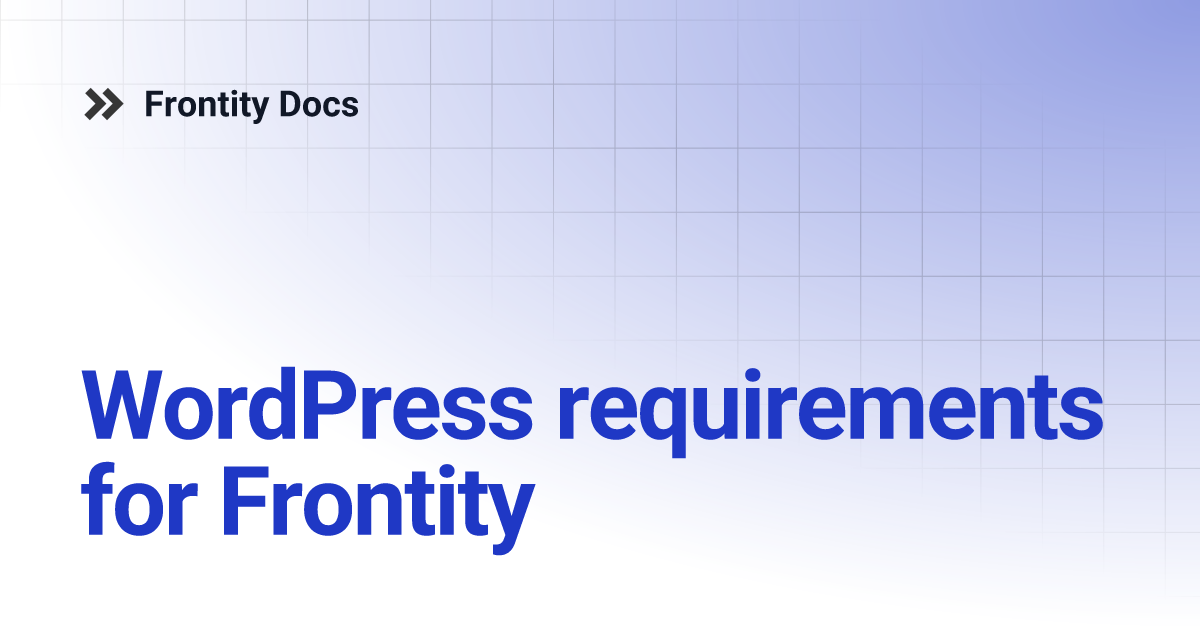 WordPress requirements for Frontity | Frontity Docs